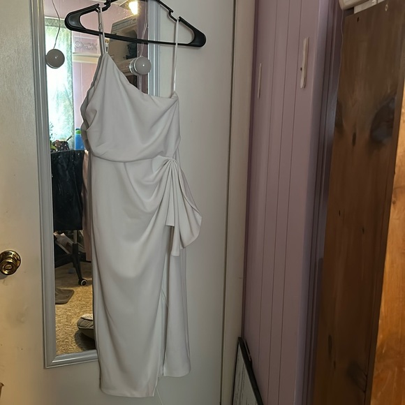 Lulus | Dresses | Lulus Club Scene White Oneshoulder Bodycon Midi Dress ...